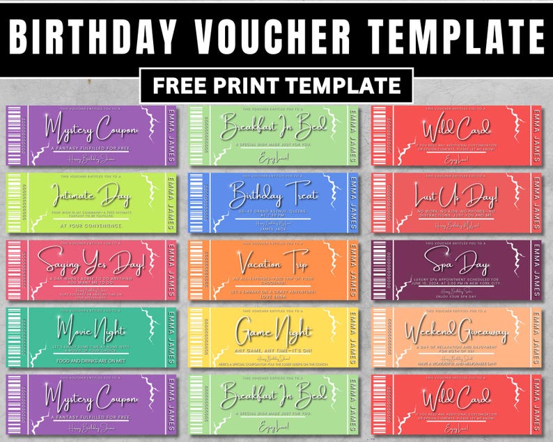 Editable Birthday Voucher Template Bundle, Birthday Coupons, Birthday ...