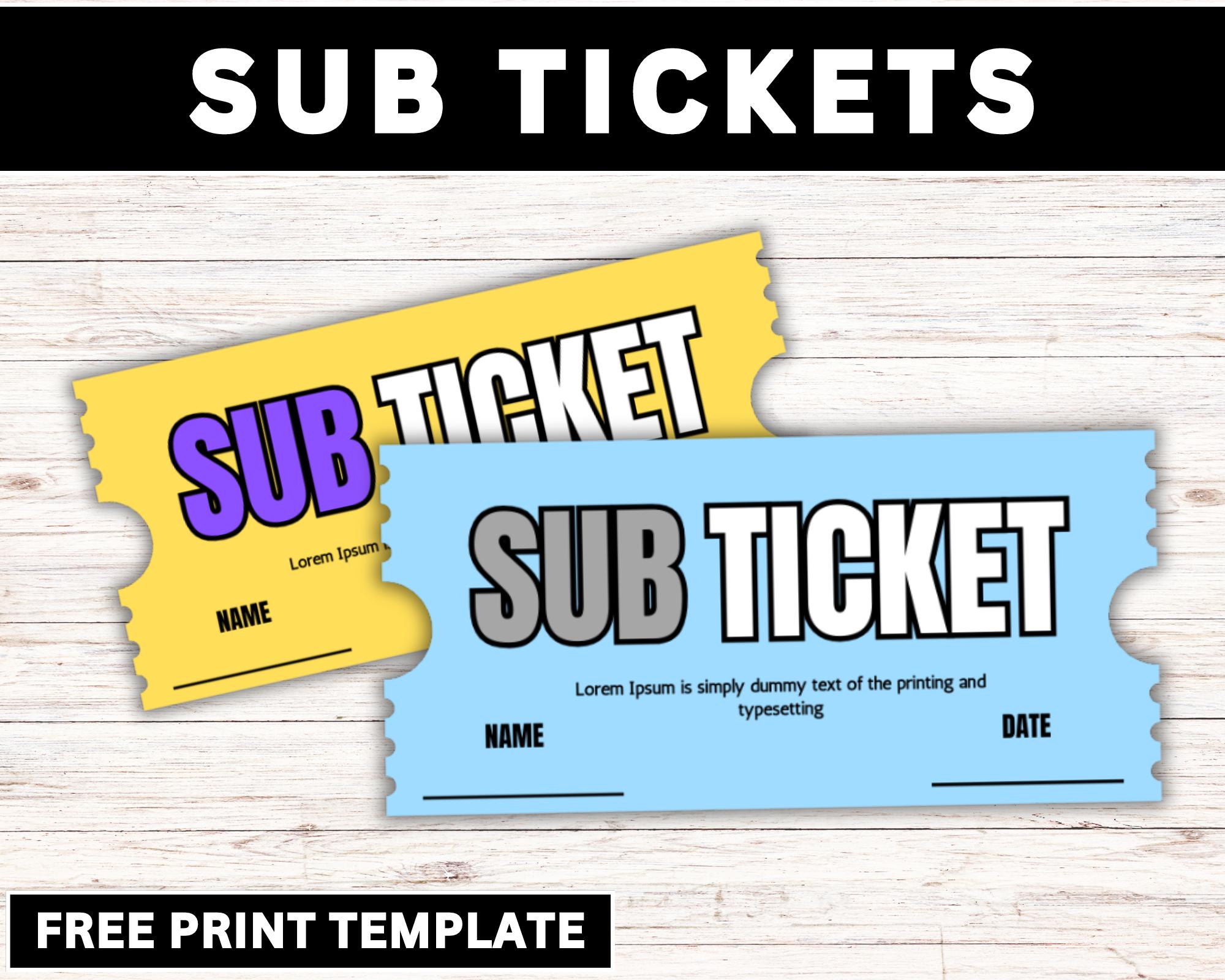 Sub Tickets | Printable Classroom Management Incentives | Instant ...