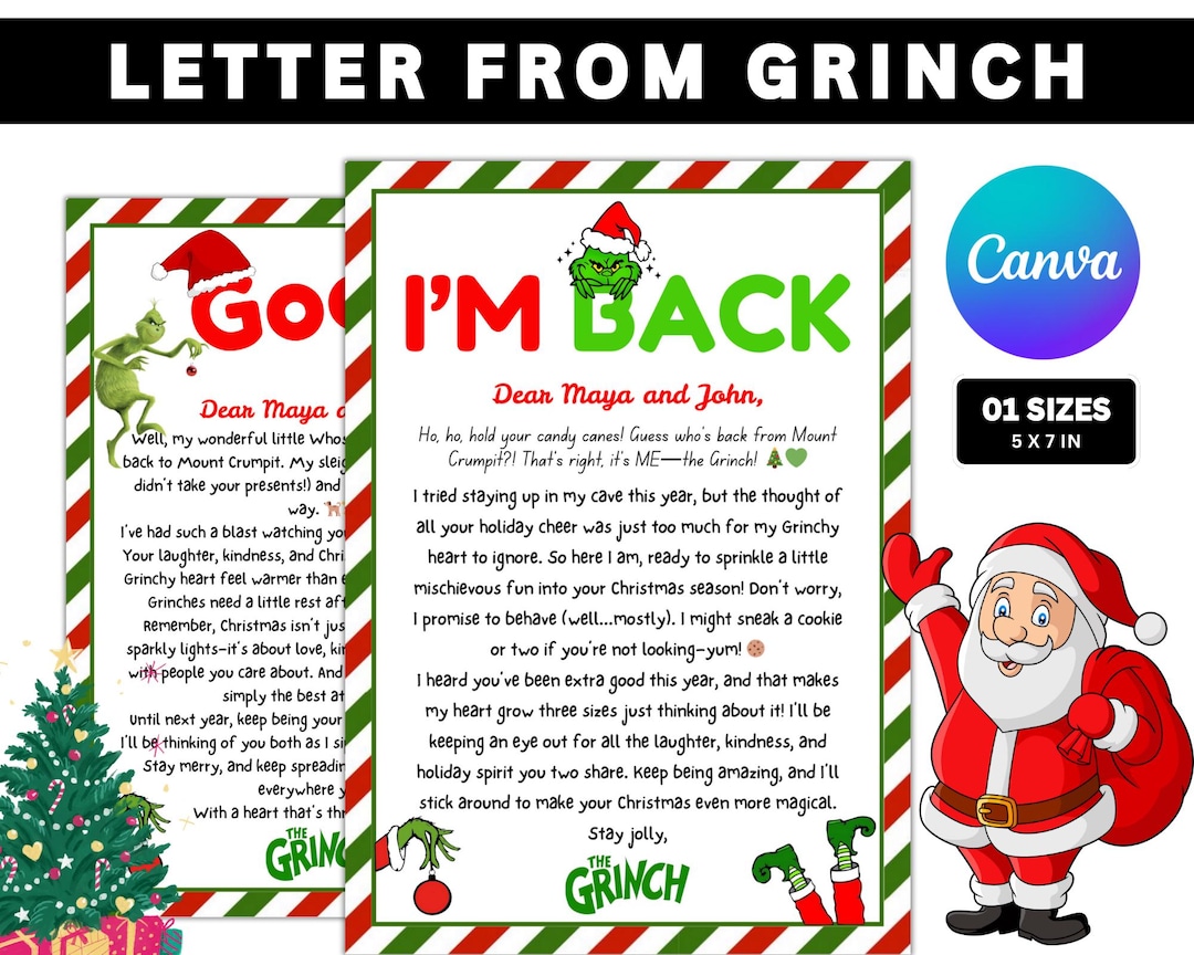 Editable Letter From Grinch, Christmas Letter, Official Letter From ...