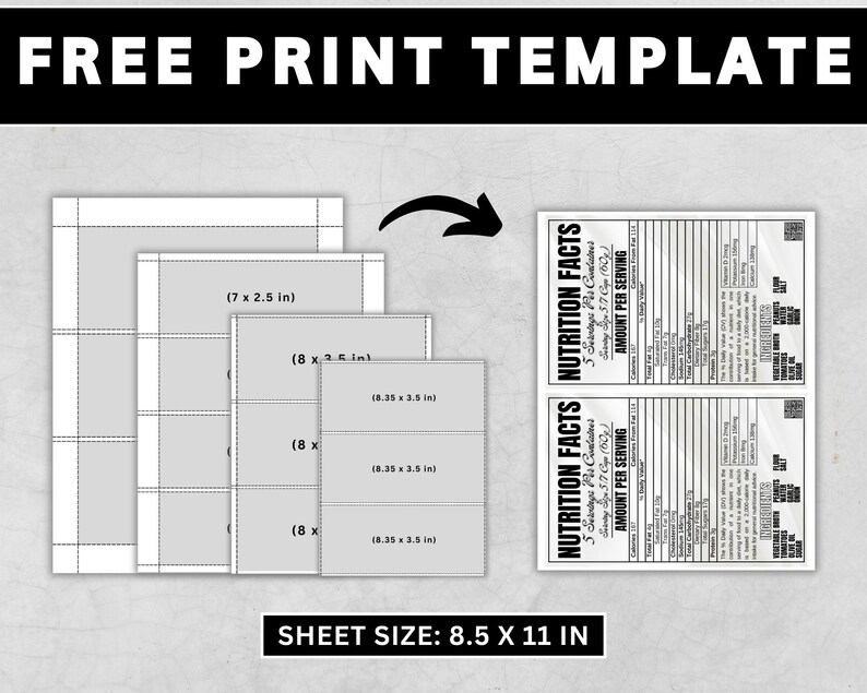 Nutrition Facts, Nutritional Customizable Label, Editable Nutrition ...