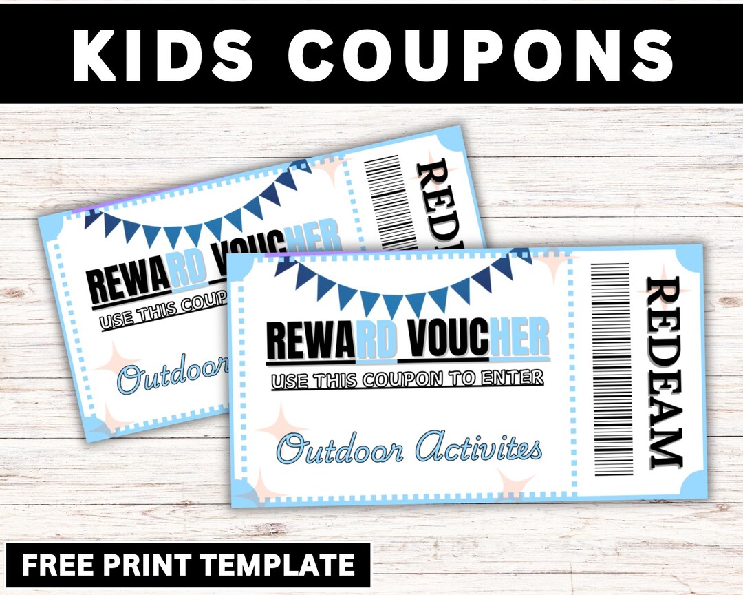 Printable Kids Coupons, Editable Coupon Book, Kids Reward Coupon, Kids ...