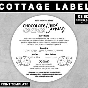 Cottage Food Label, Cottage Baking Label, Printable Food Label, Home ...
