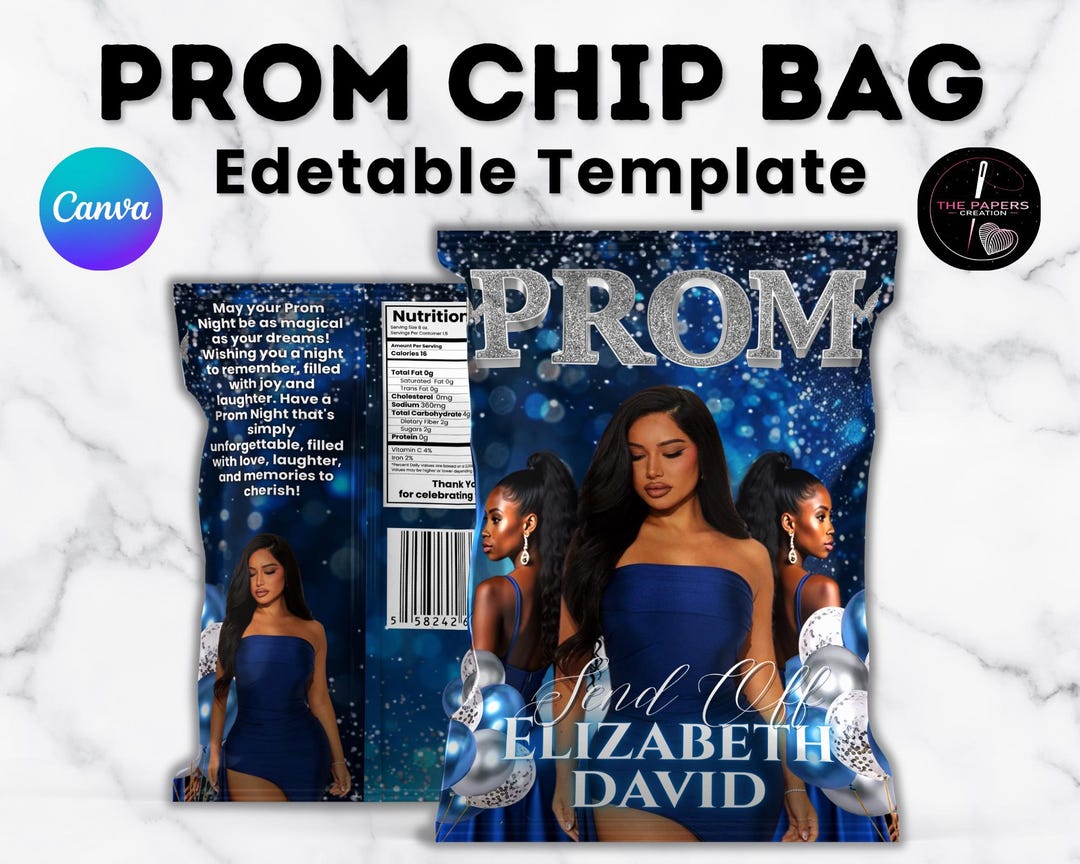 2025 Prom Chip Bag Template, Prom Send off Party Favor, Editable Green ...