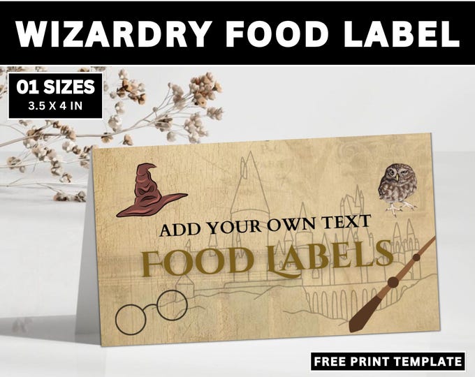 Wizard Birthday Party Food Label Template, Magic School Tented Food ...