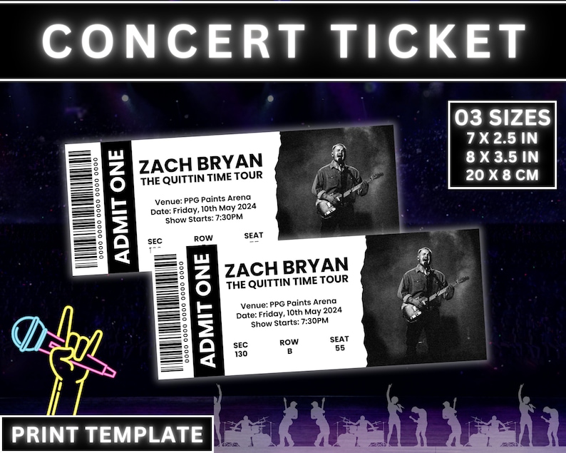 Editable Concert Ticket Template, DIY Concert Ticket, Memorabilia ...