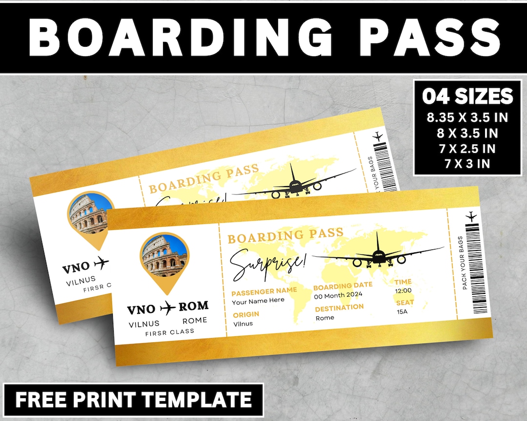 Travel Boarding Pass Ticket, Custom Journey Ticket, Personalized Flight ...