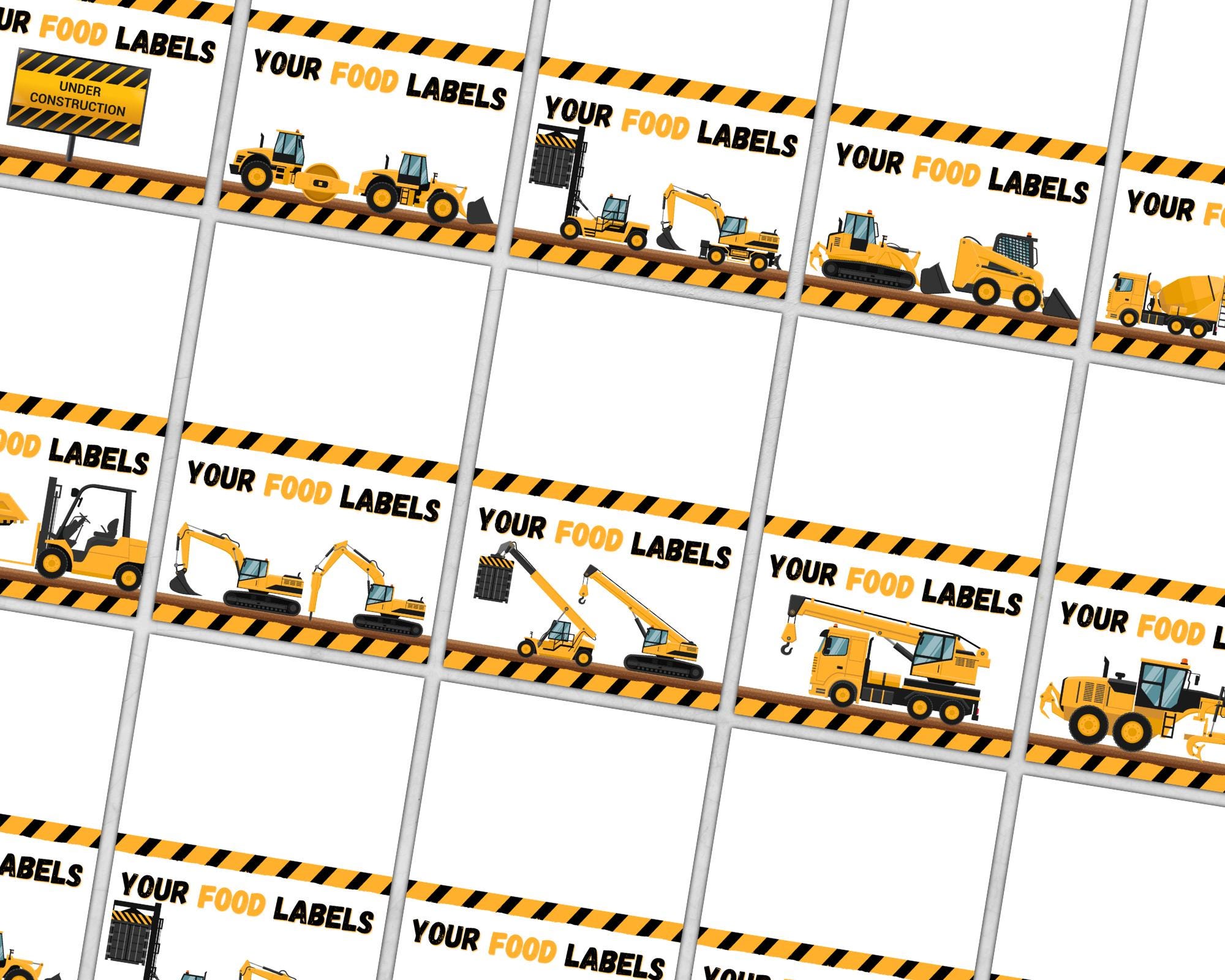 Construction Party Food Labels, Construction Birthday Party Food Labels ...
