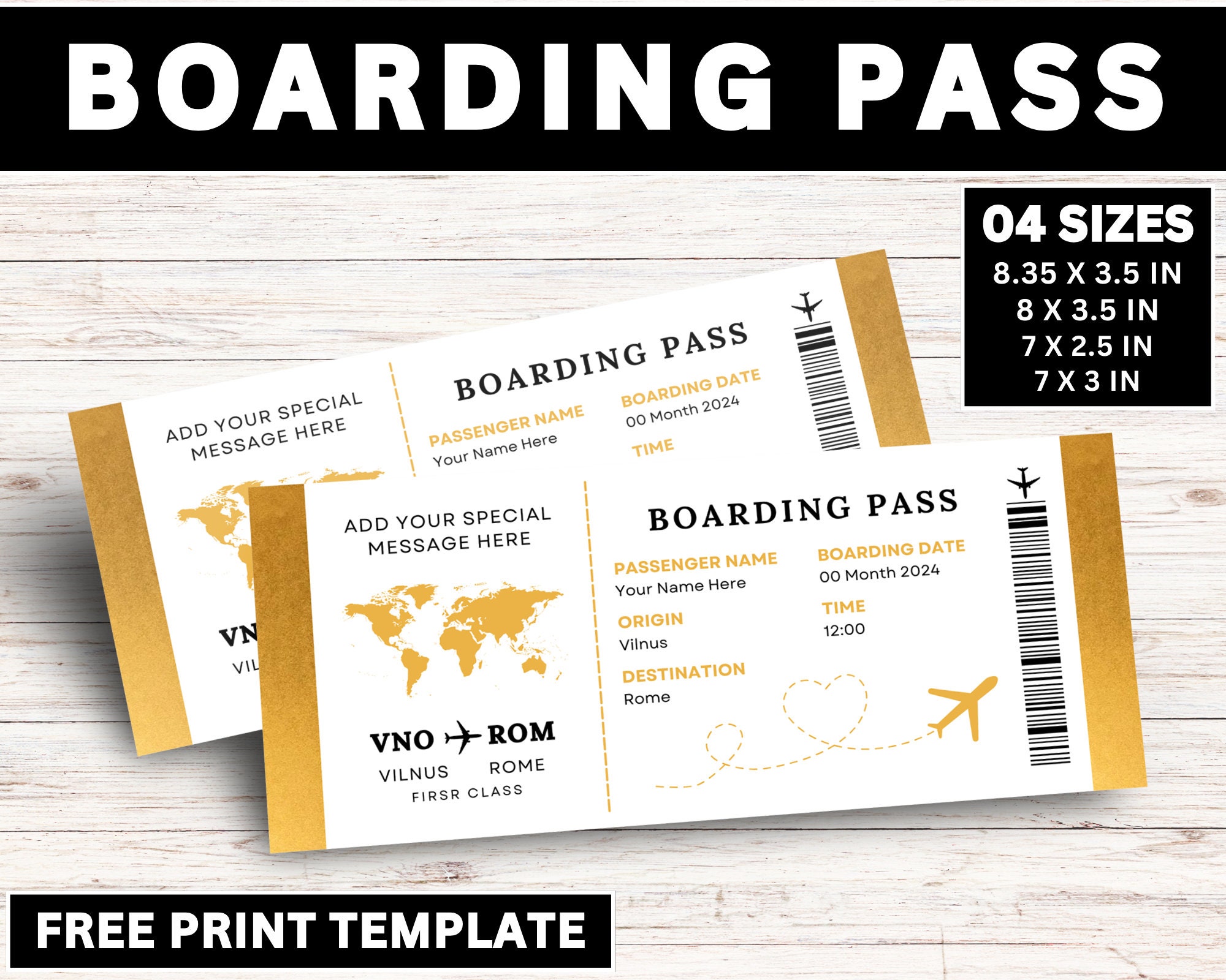 Travel Boarding Pass Ticket, Custom Journey Ticket, Personalized Flight ...