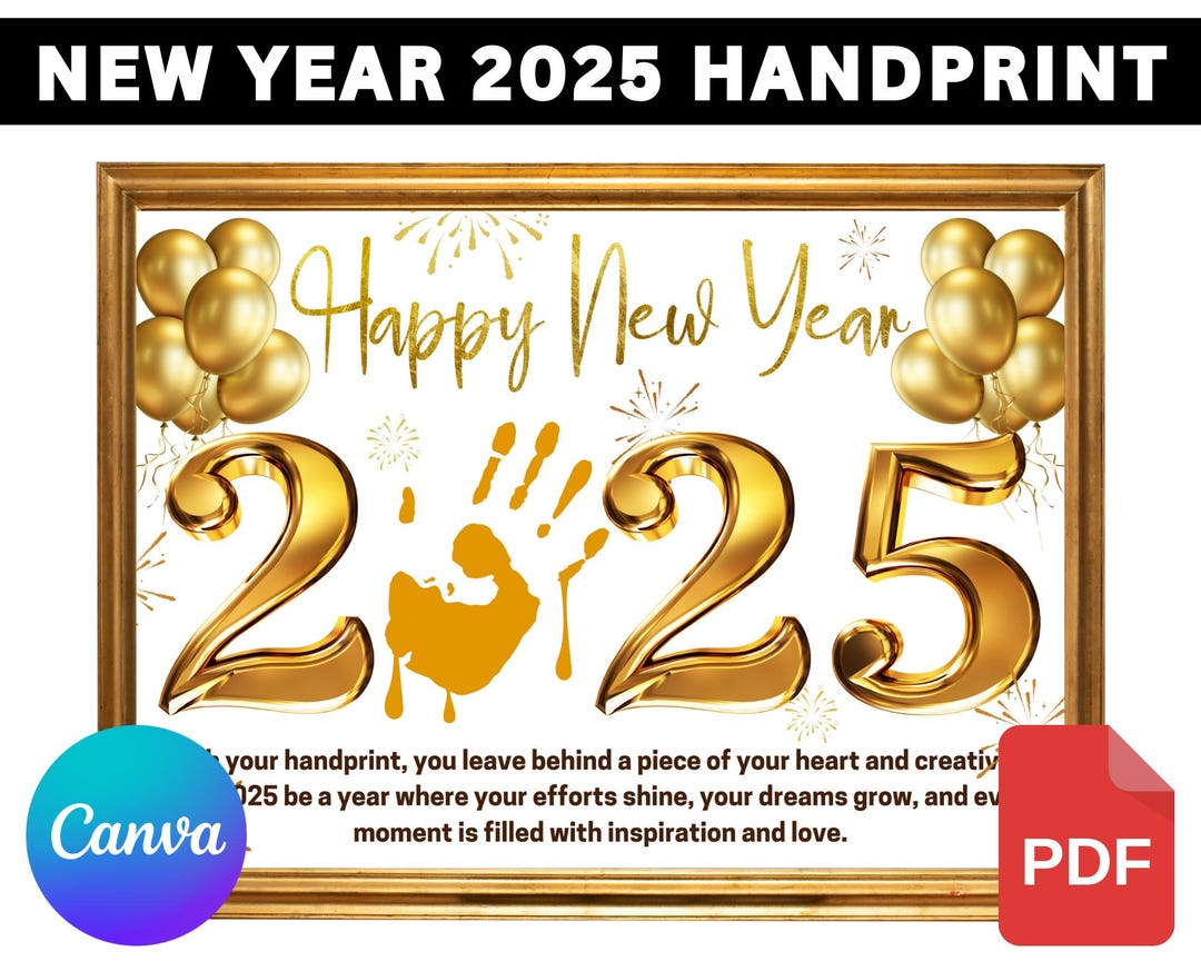 New Year Handprint Craft for Kids, Keepsake 2025, Happy New Years Eve ...