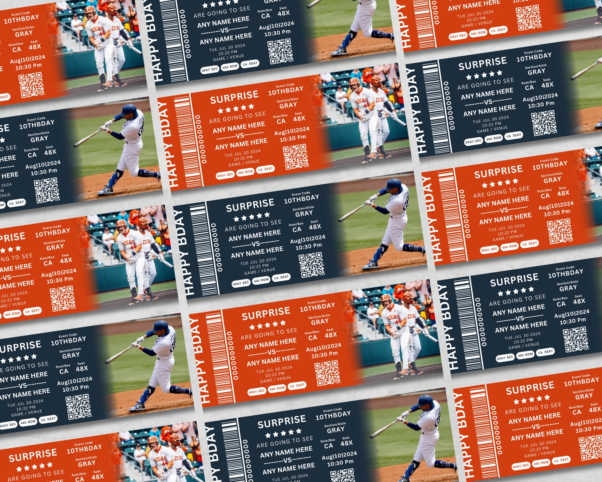 Editable Baseball Tickets, Baseball Surprise Ticket, Sports Tickets ...