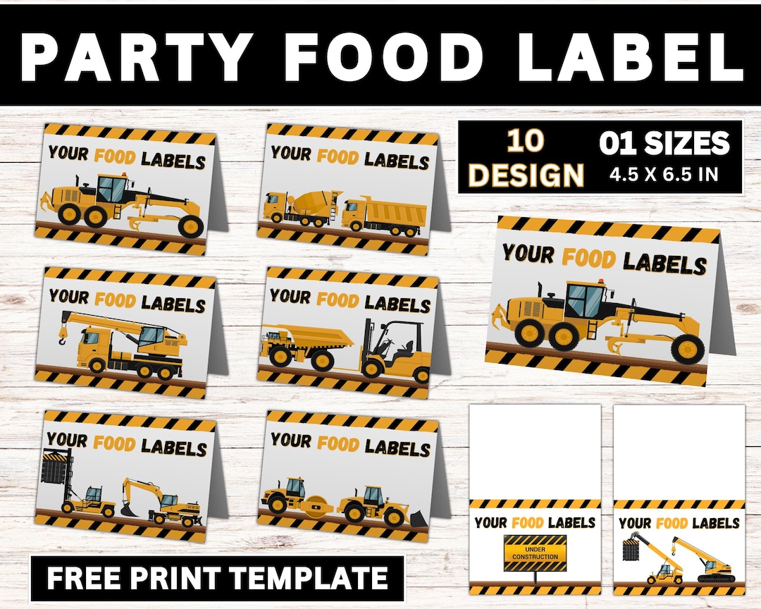 Construction Party Food Labels, Construction Birthday Party Food Labels ...