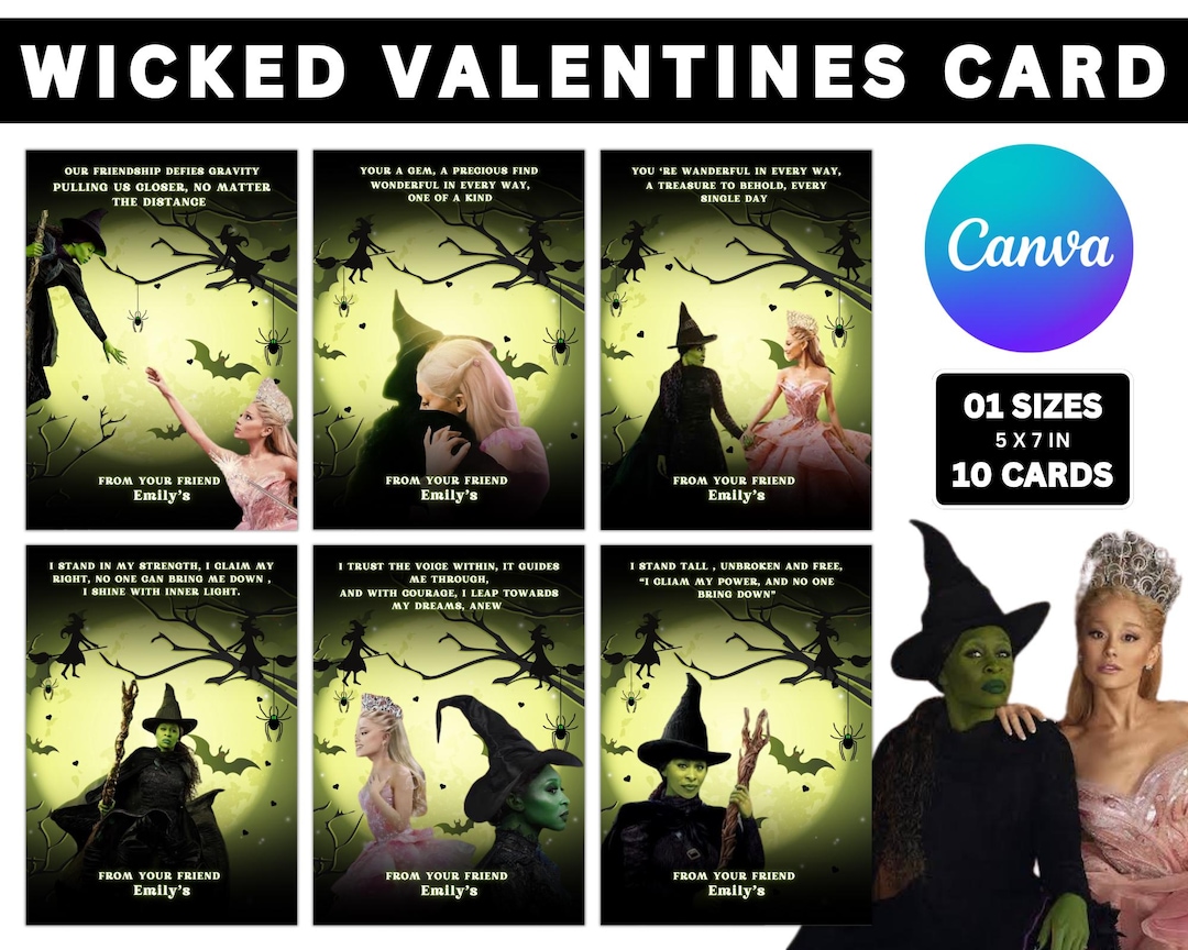 WICKED Valentines Cards Printable Digital Download - Etsy