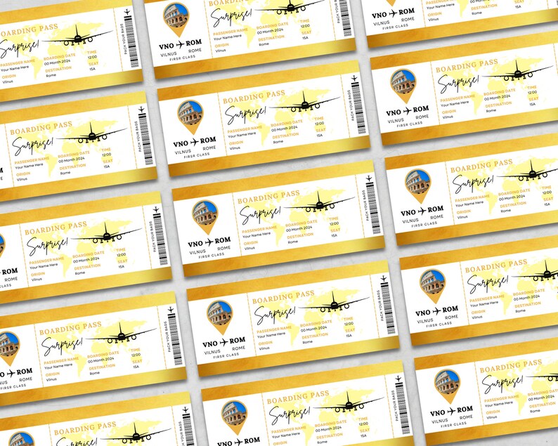 Travel Boarding Pass Ticket, Custom Journey Ticket, Personalized Flight ...