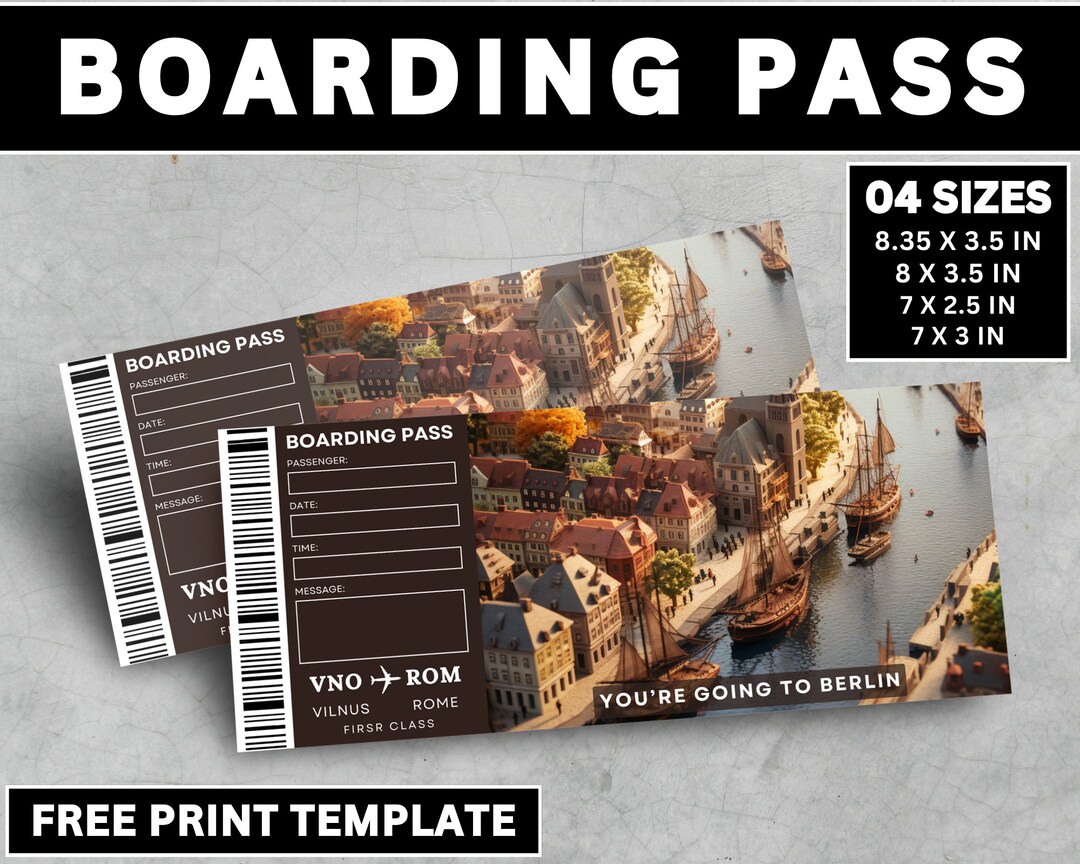 Boarding Pass Germany, Surprise Boarding Pass Template, Surprise Trip ...