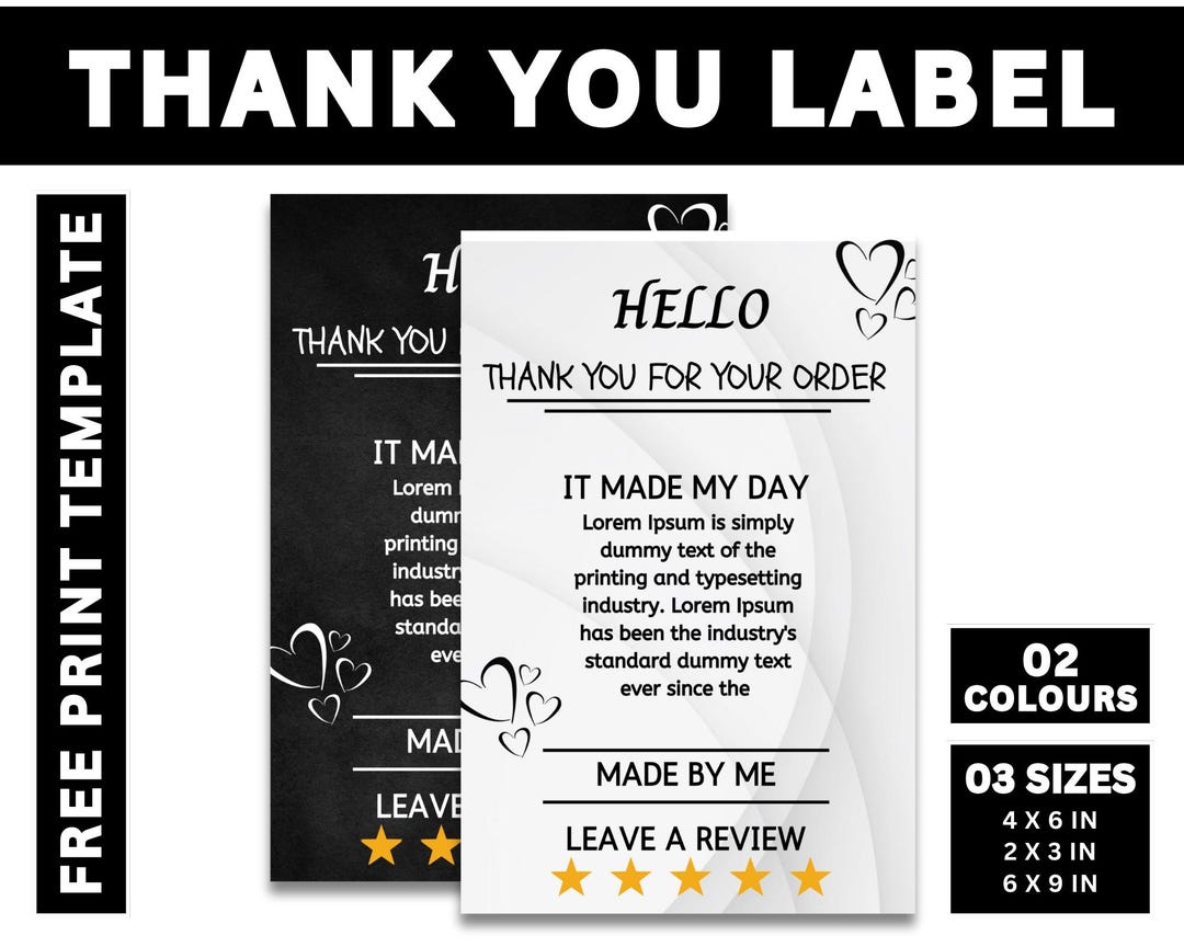 Thank You Thermal Label, Thank You Label Template, Thank You Sticker ...