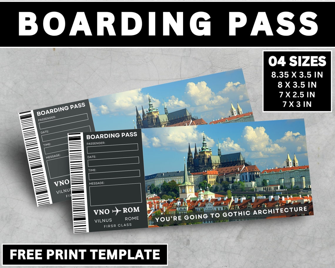 Boarding Pass Gothic Architecture, Surprise Boarding Pass Template ...