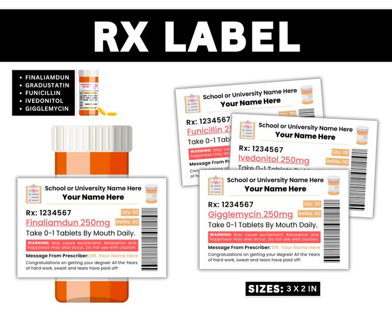 Editable Prescription Label Template | Pill Bottle Label | RX Label ...