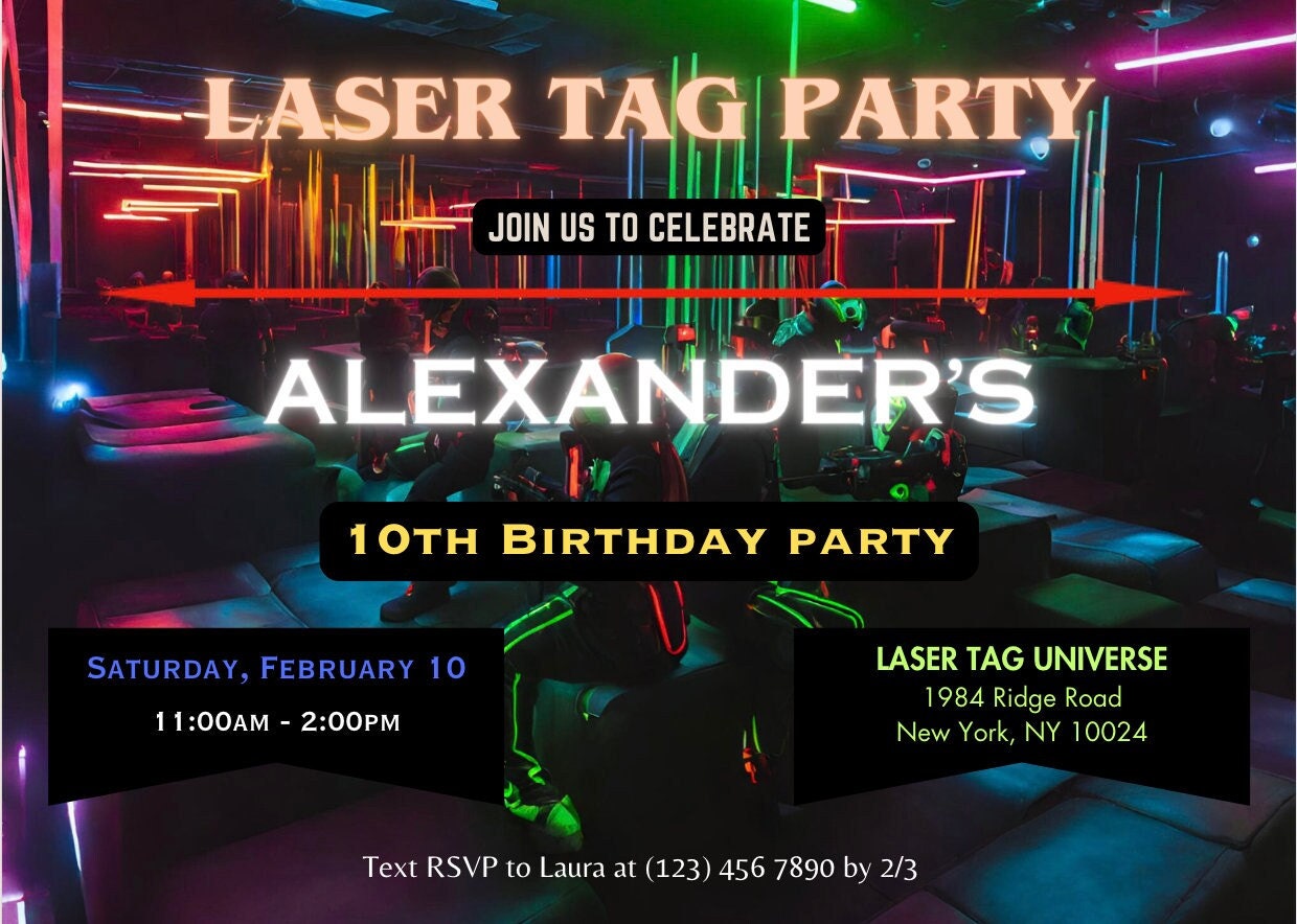 Laser Tag Birthday Party Invitation - Etsy