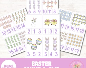 Easter Count and Clip Cards, Preschool Printable, Preschool Math ...