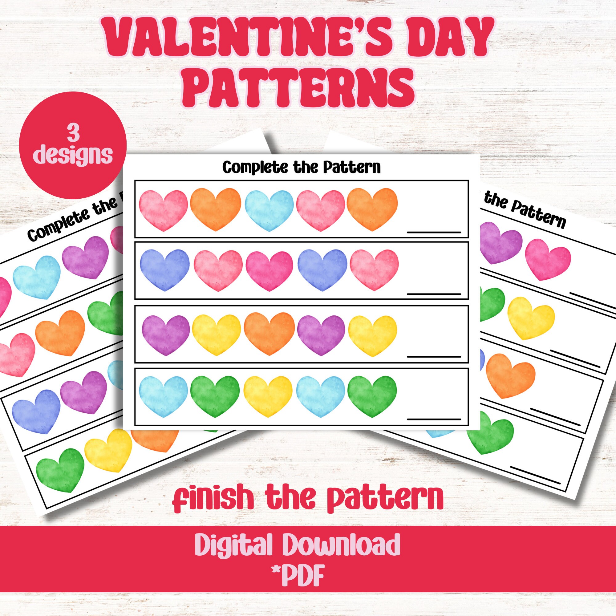 Valentine's Patterns, Preschool Curriculum, Valentine's Day Preschool ...