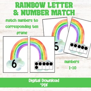 St. Patrick's Day Rainbow Letter and Number Match (PDF Printable) - Etsy