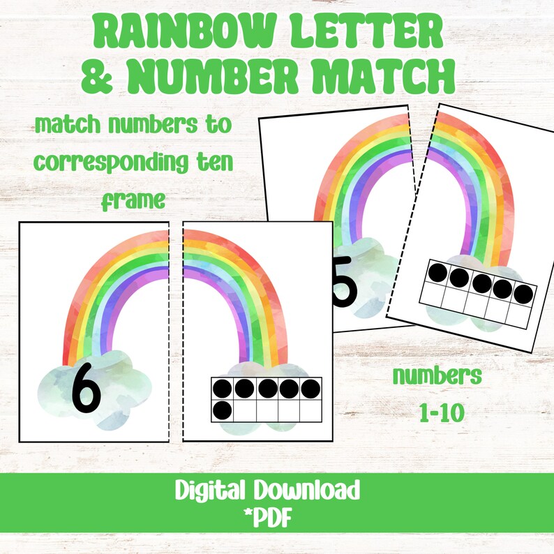St. Patrick's Day Rainbow Letter and Number Match (PDF Printable) - Etsy