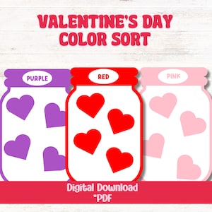 Valentine's Color Sorting, Preschool Curriculum, Valentine's Day ...