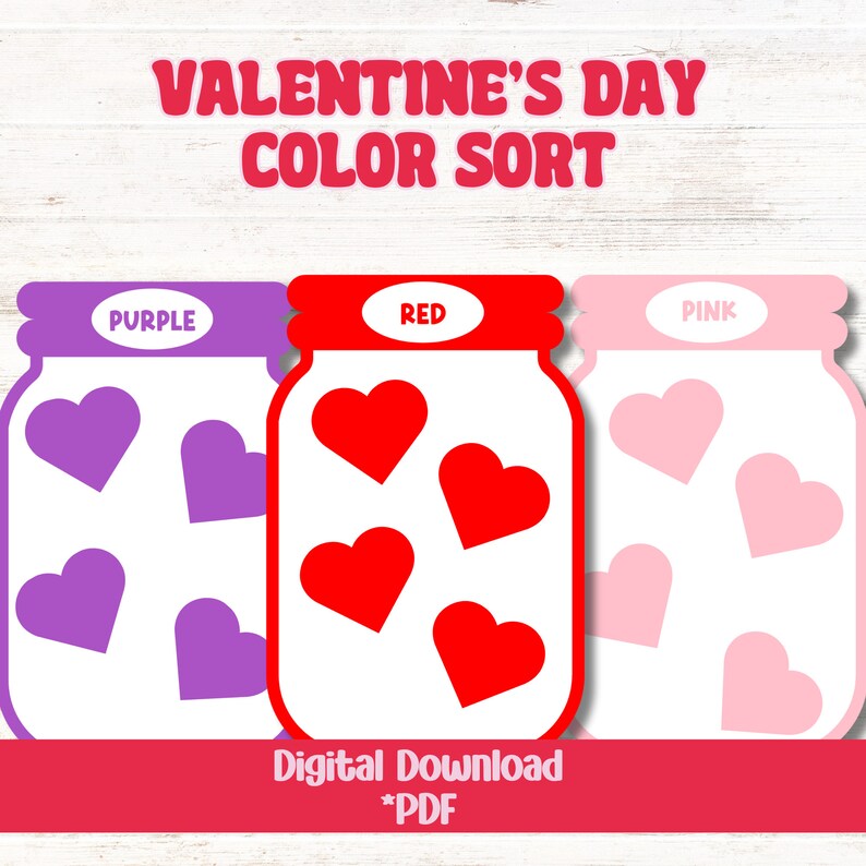 Valentine's Color Sorting, Preschool Curriculum, Valentine's Day ...