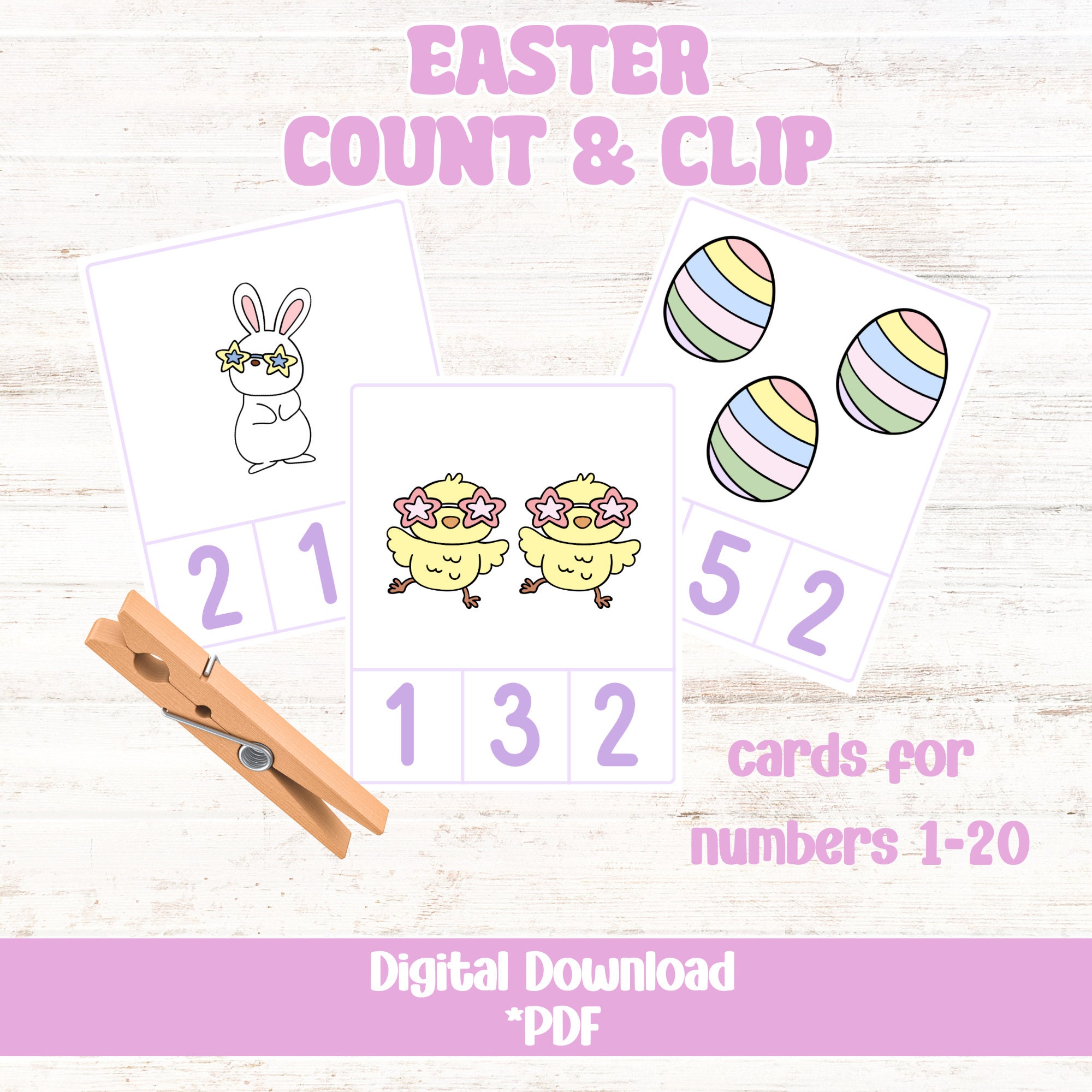 Easter Count and Clip Cards: Preschool Math Printable (PDF) - Etsy