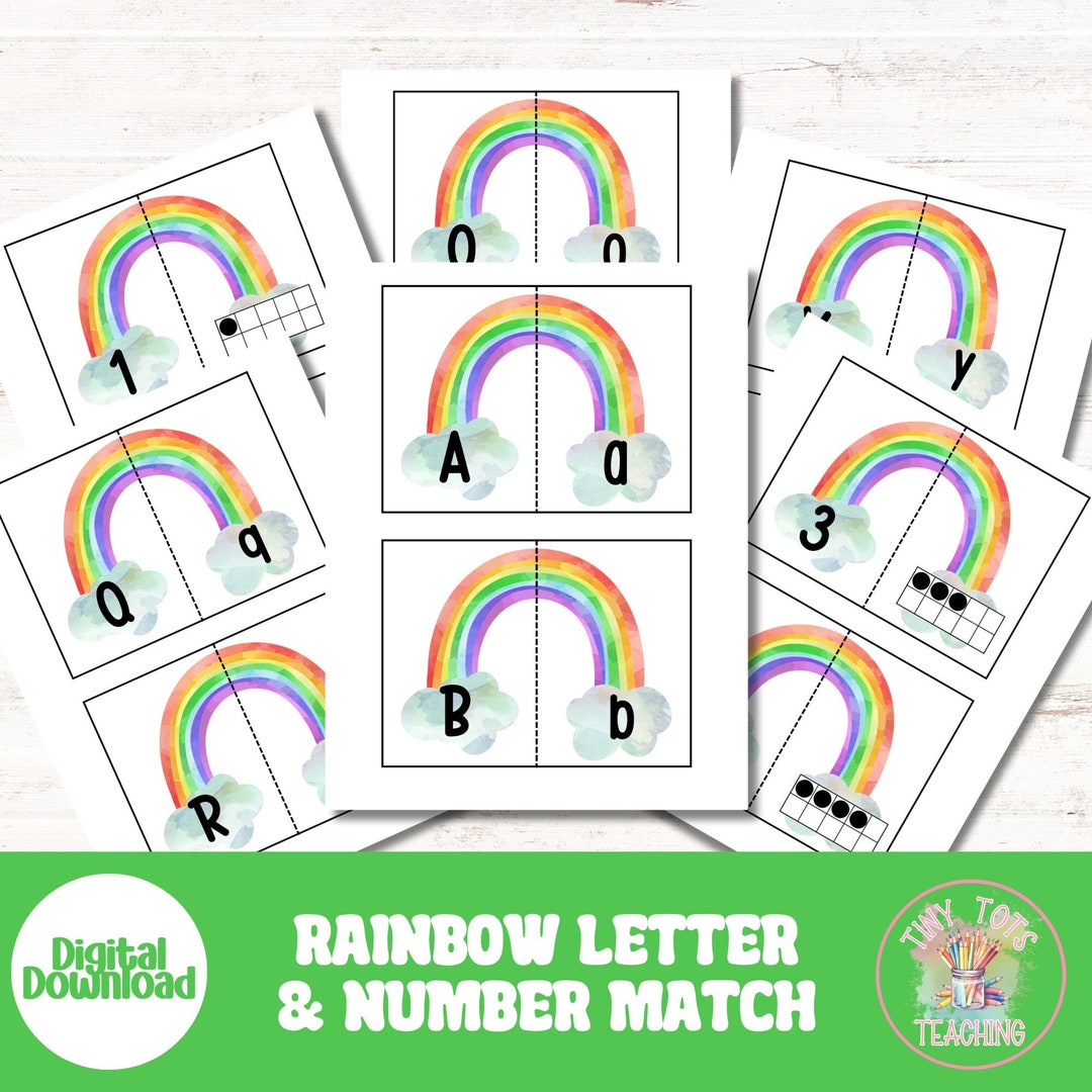 St. Patrick's Day Rainbow Letter and Number Match (PDF Printable) - Etsy