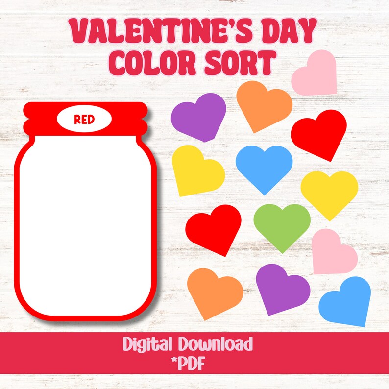 Valentine's Color Sorting, Preschool Curriculum, Valentine's Day ...