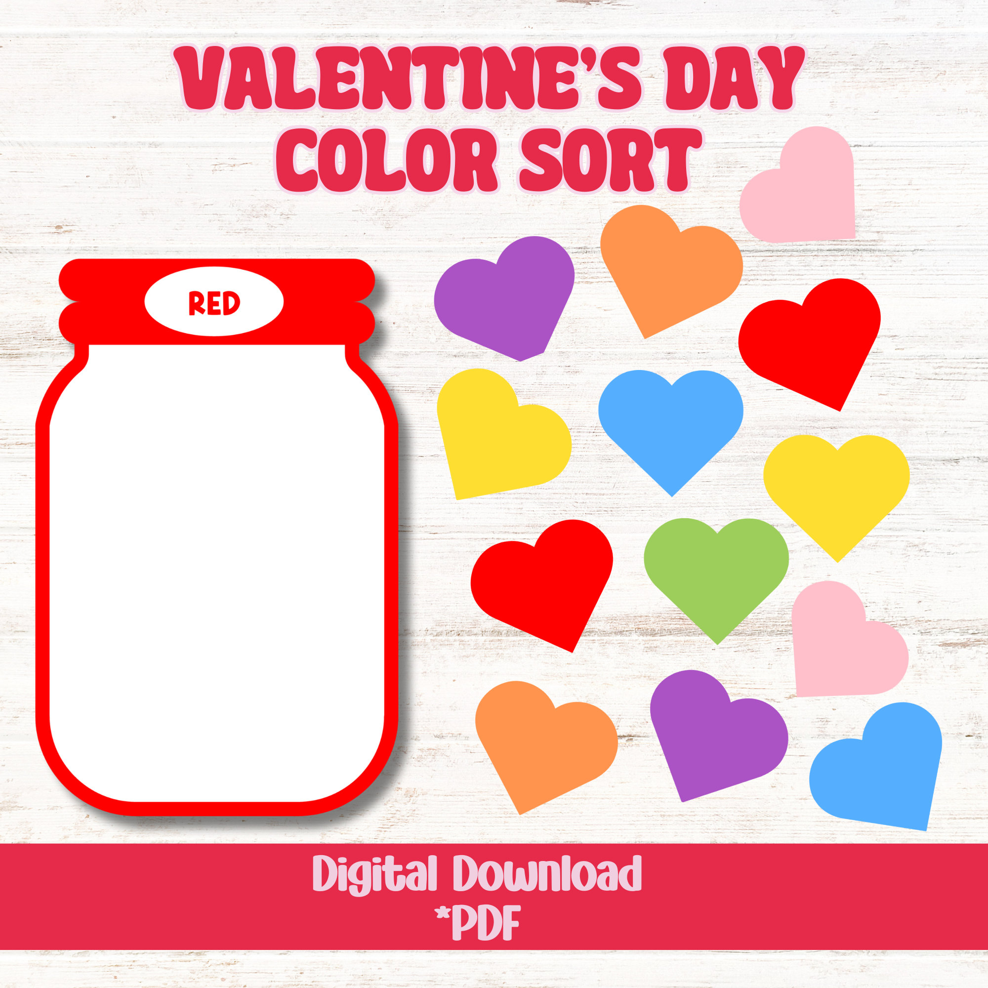 Valentine's Color Sorting, Preschool Curriculum, Valentine's Day ...