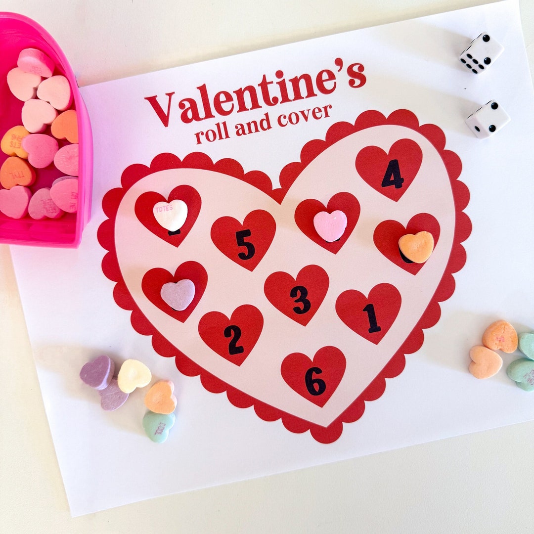 Valentine's Roll and Cover, Preschool Curriculum, Valentine's Day ...