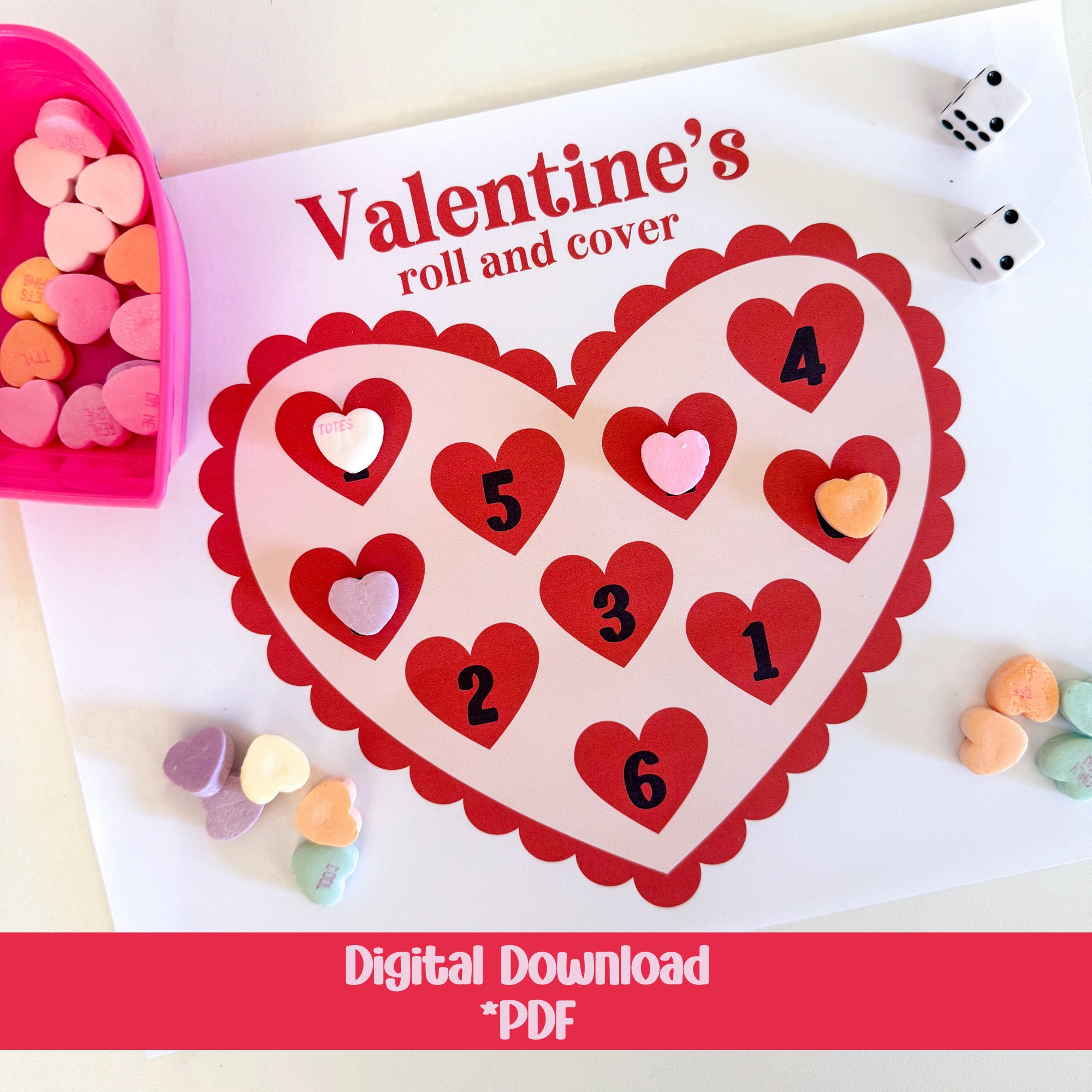 Valentine's Roll and Cover, Preschool Curriculum, Valentine's Day ...