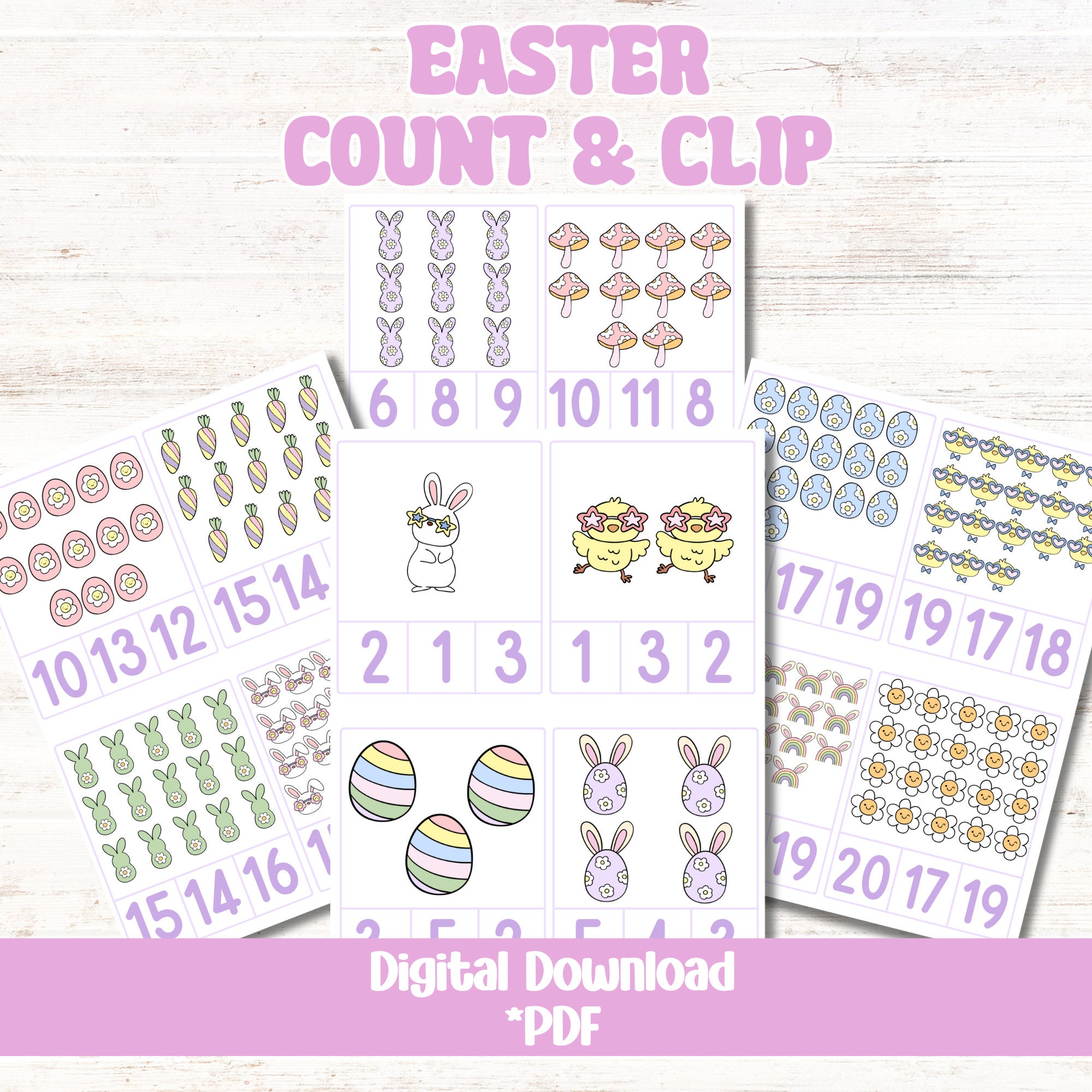Easter Count and Clip Cards, Preschool Printable, Preschool Math ...