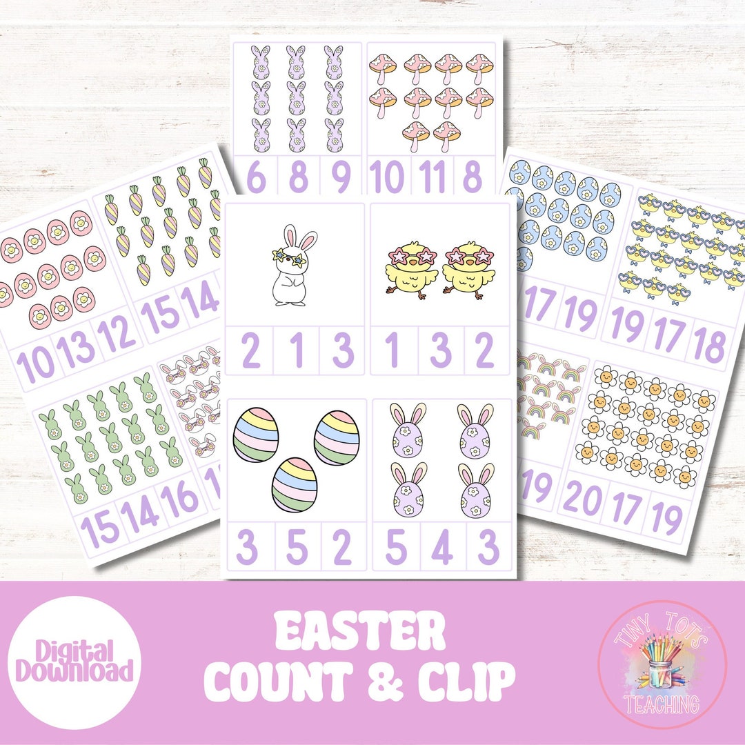 Easter Count and Clip Cards: Preschool Math Printable (PDF) - Etsy