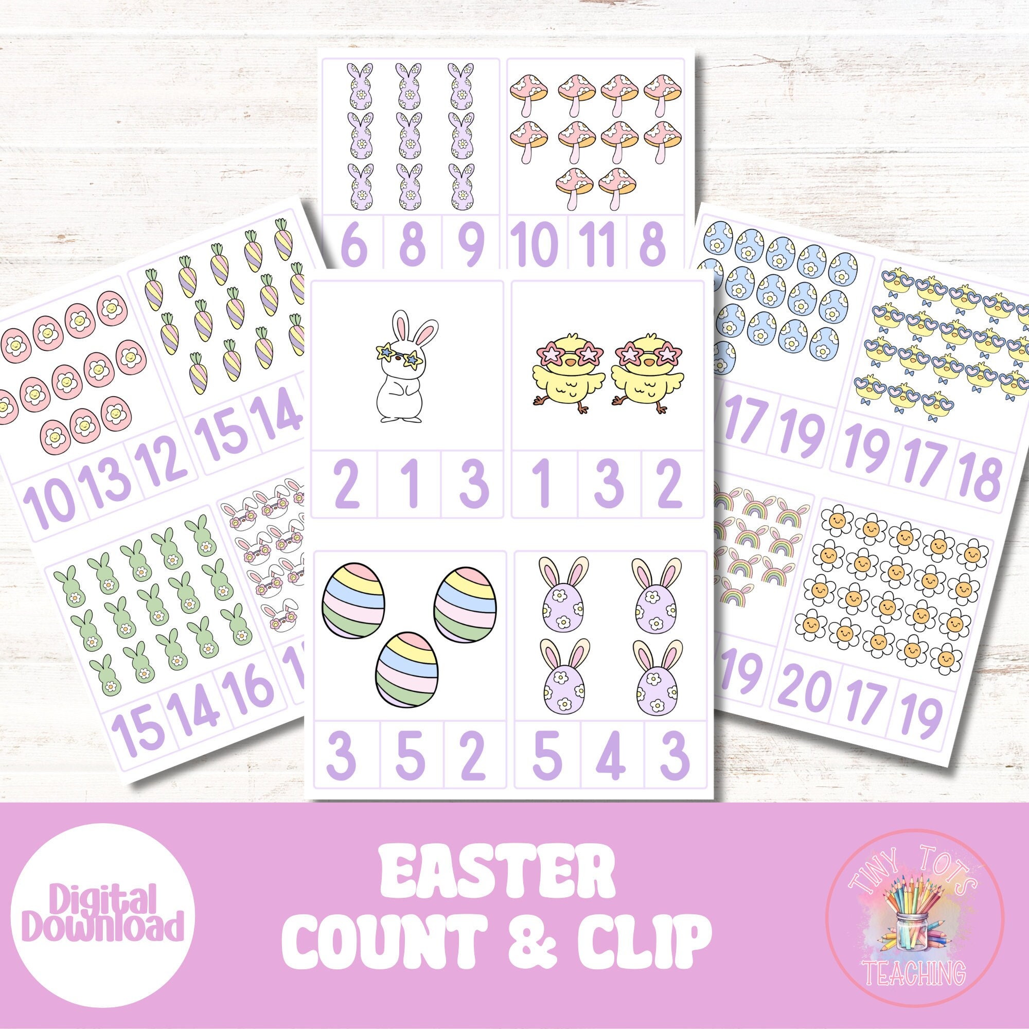 Easter Count and Clip Cards: Preschool Math Printable (PDF) - Etsy