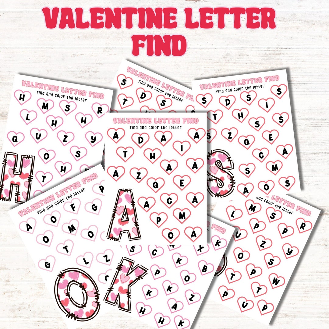 Valentine's Day Letter Find: Preschool Printable (PDF) - Etsy
