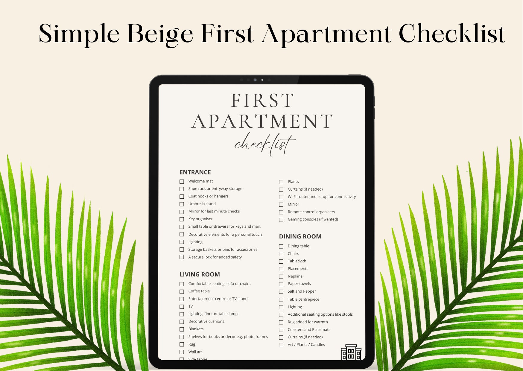 Simple Beige First Apartment Checklist - Etsy