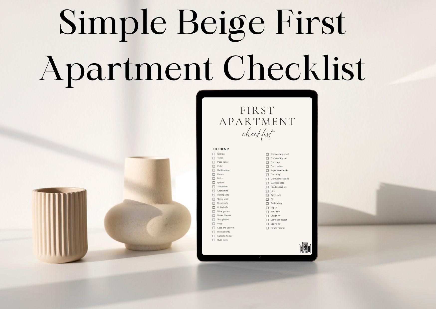 Simple Beige First Apartment Checklist - Etsy