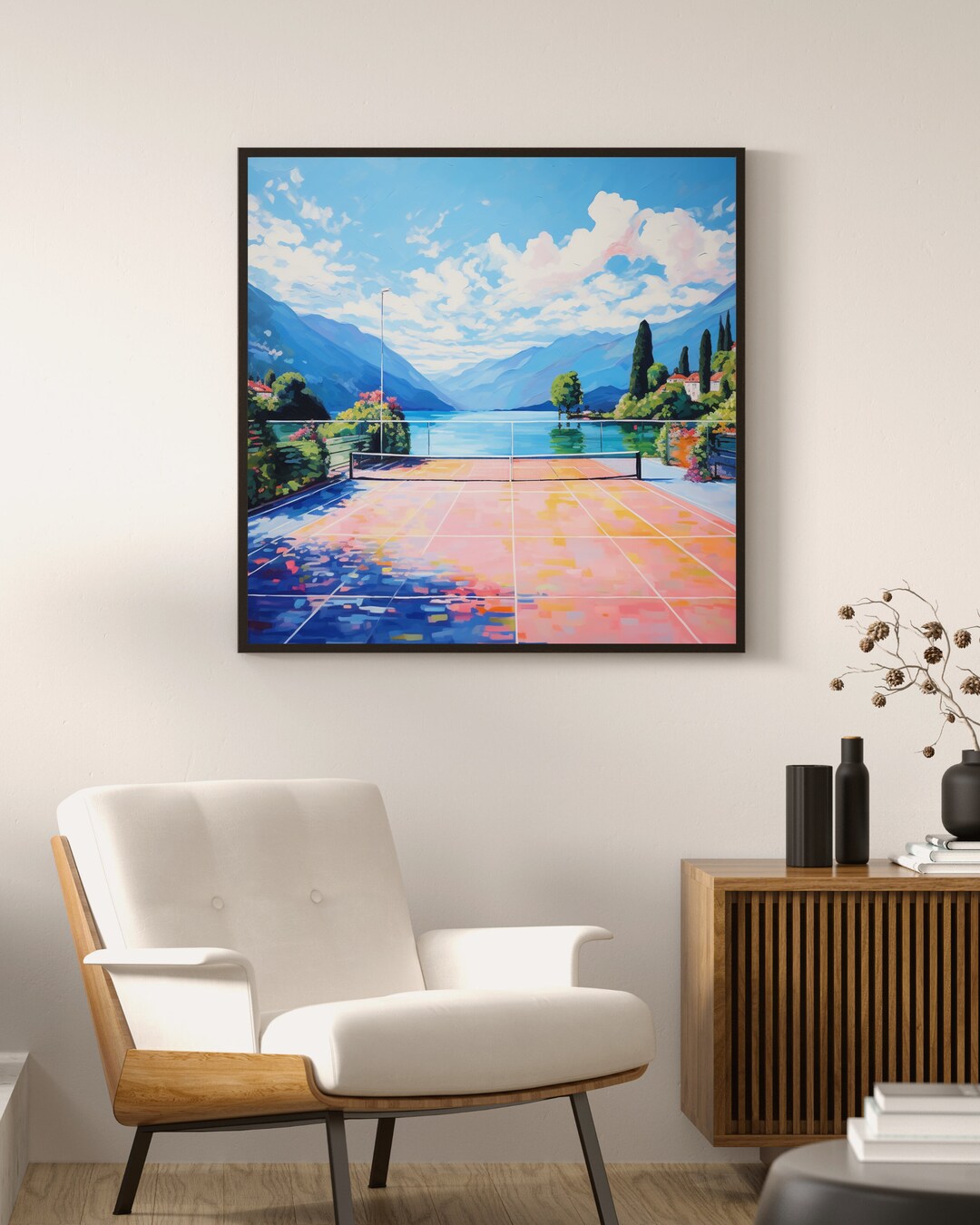 Lake Como Tennis Court Abstract Painting (digital Download) - Etsy