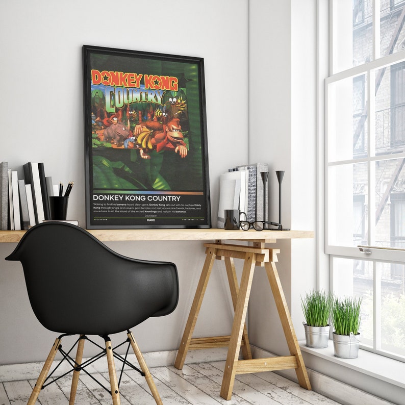 Donkey Kong Country Poster, Gaming Posters, 4 Color, Retro Game Poster ...