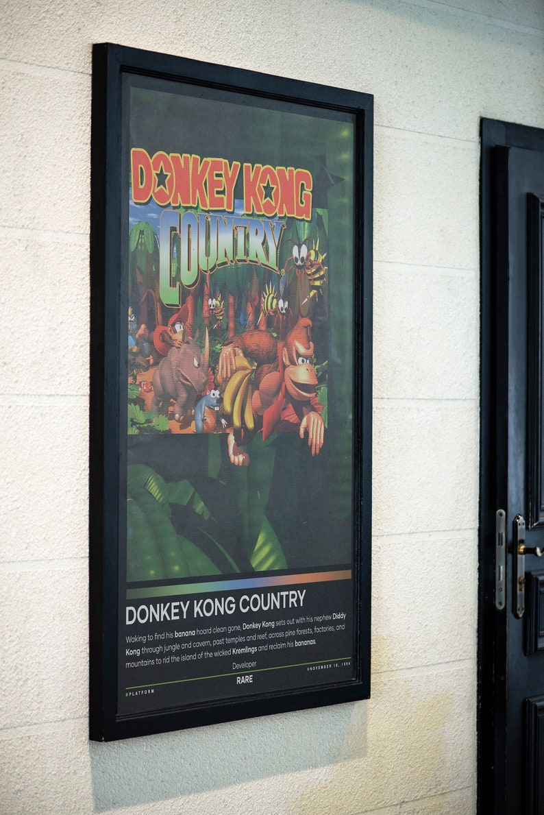 Donkey Kong Country Poster, Gaming Posters, 4 Color, Retro Game Poster ...