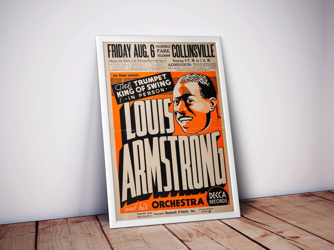 Louis Armstrong Poster Concert Poster Louis Armstrong Prints Jazz Music
