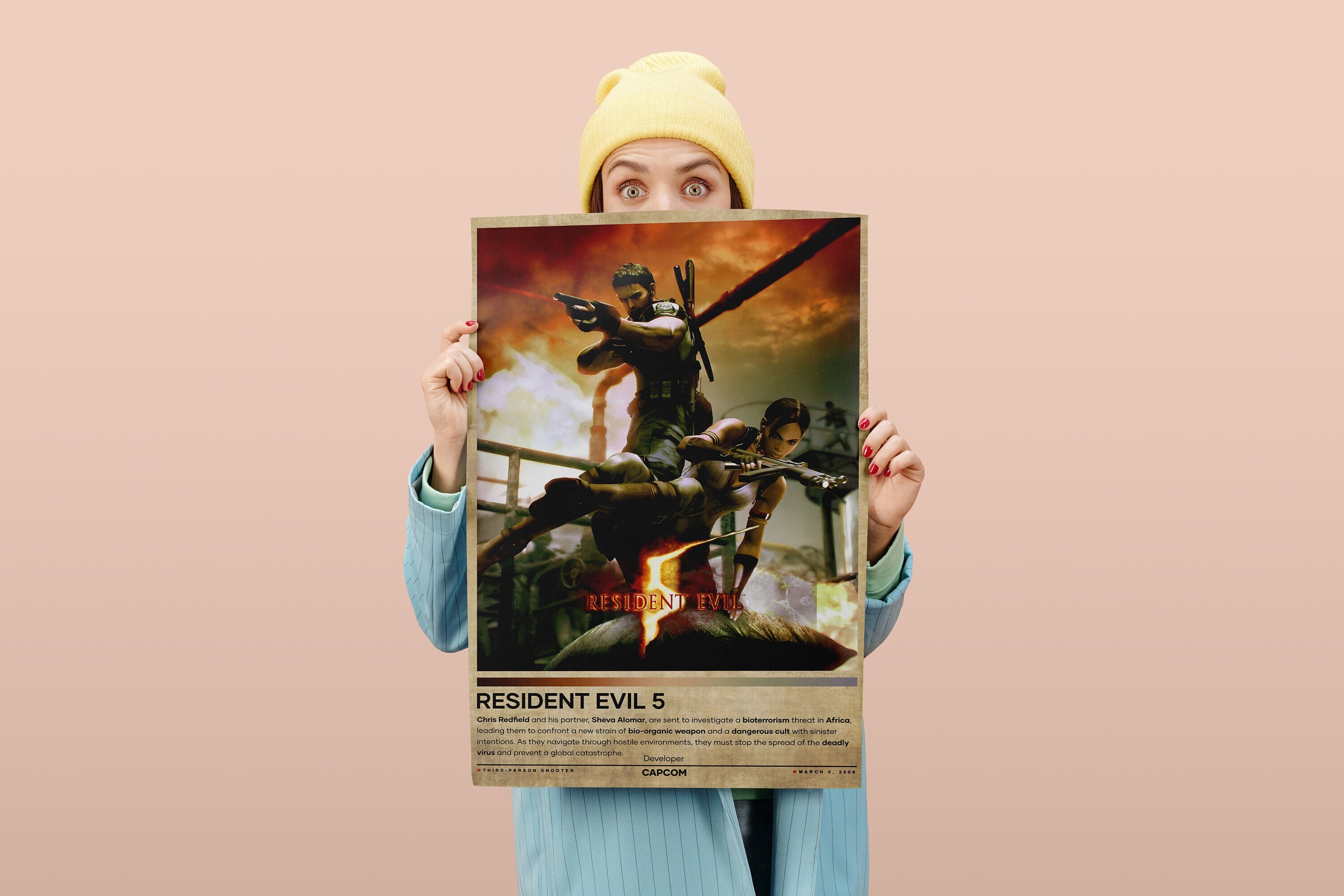 Resident Evil 5 Poster, Gaming Posters, 4 Colors, Video Game Posters ...