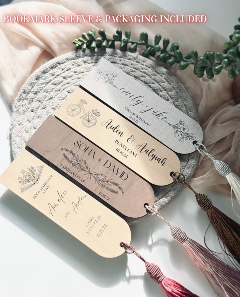 Personalized Wooden Bookmark Wedding Favors, Party Gifts, Bridal Shower ...
