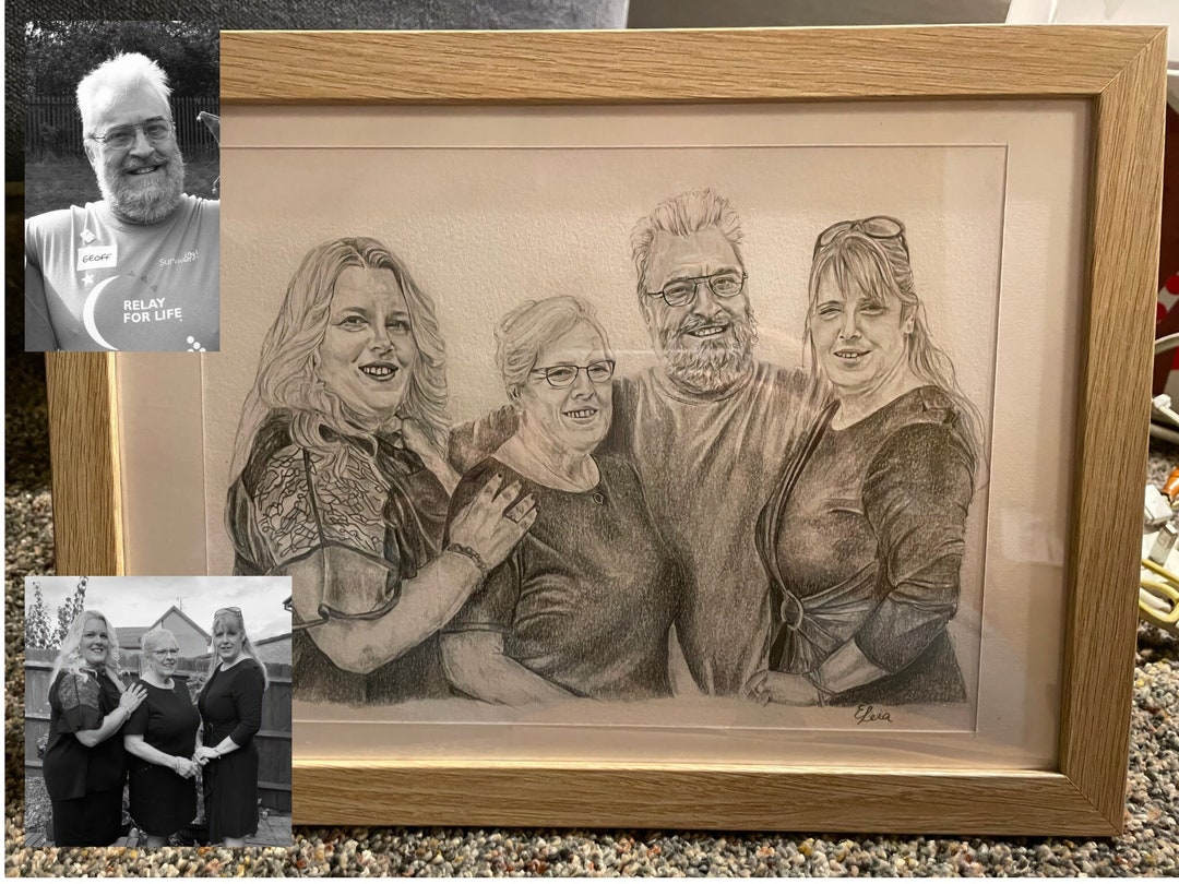 Hand Drawn Portraits | Drawings of Loved Ones Added In - Etsy