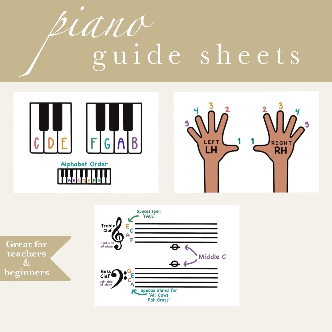 Beginner Piano Guide Sheets - Etsy