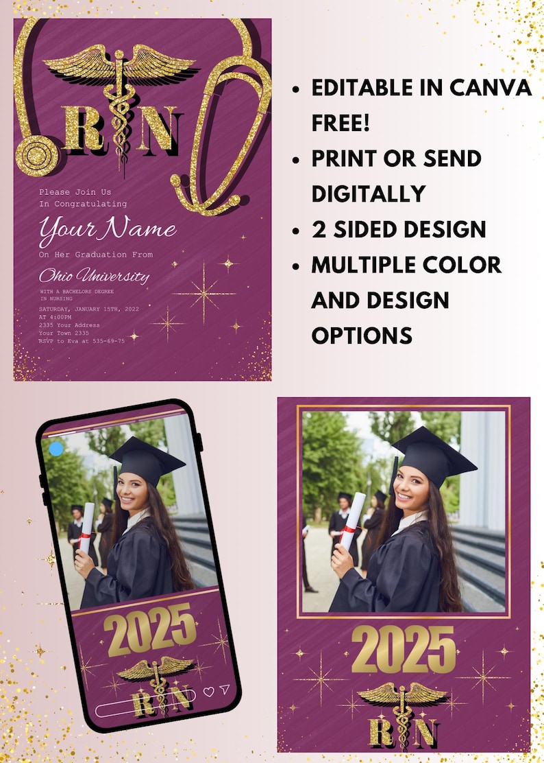 Nurse Graduation Invitation Template: RN, BSN (digital Download) - Etsy