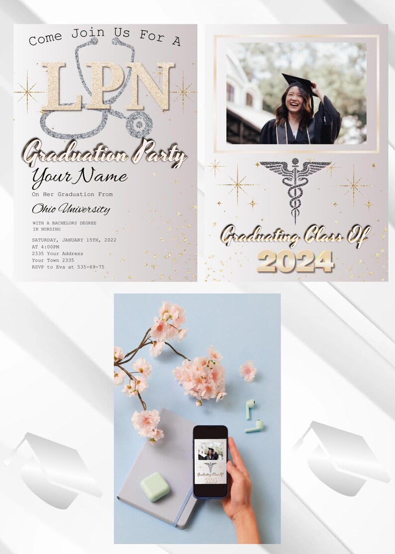 Nurse Graduation Party Invitation, LPN, Licensed Practical Nurse ...